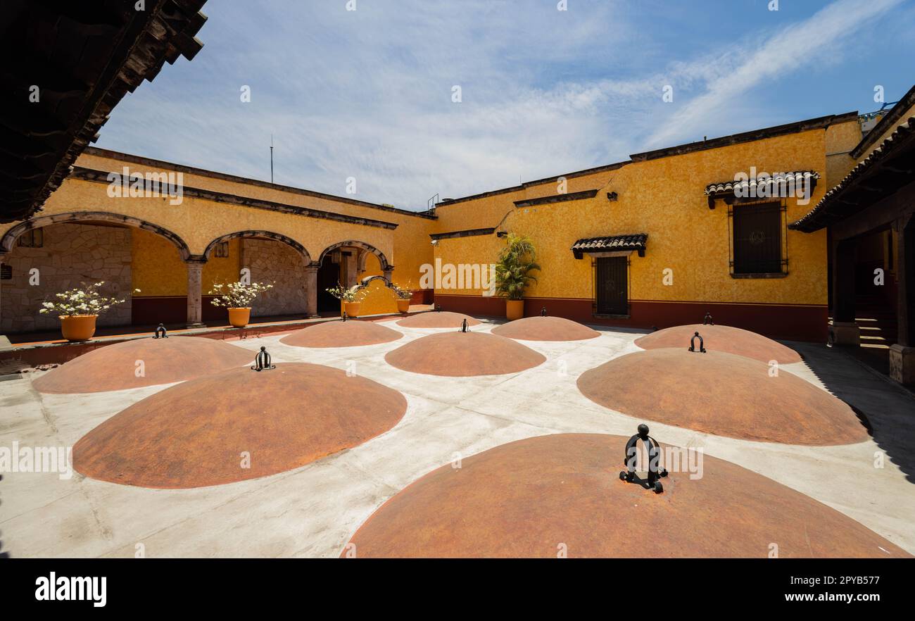 Mexico, APR 23 2023 - Exterior view of the Fabrica la rojena Distillery ...