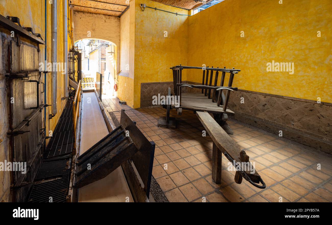 Mexico, APR 23 2023 - Interior view of the Fabrica la rojena Distillery ...