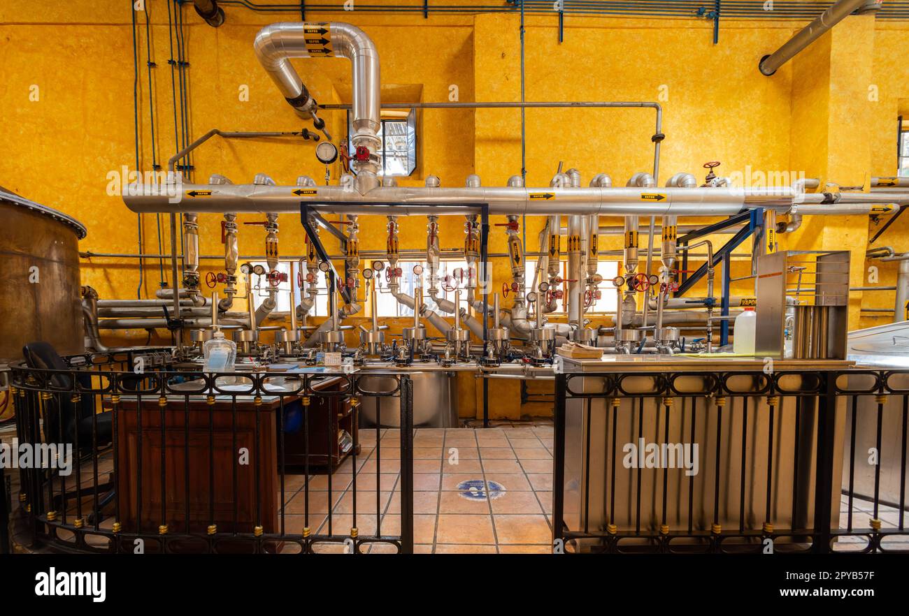 Mexico, APR 23 2023 - Interior view of the Fabrica la rojena Distillery ...