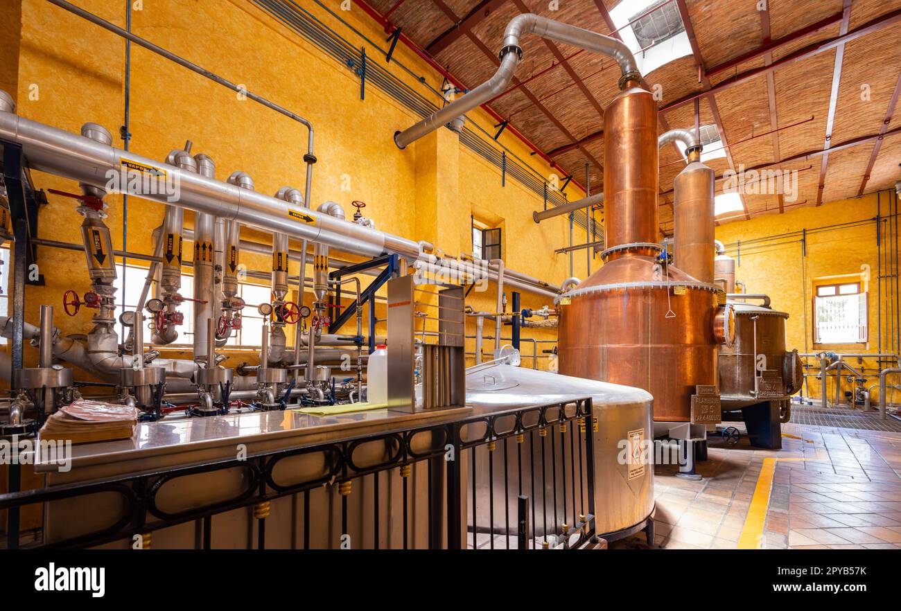 Mexico, APR 23 2023 - Interior view of the Fabrica la rojena Distillery ...