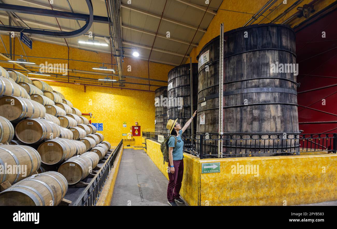 Mexico, APR 23 2023 - Interior view of the Fabrica la rojena Distillery ...