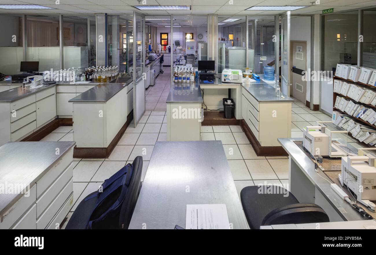 Mexico, APR 23 2023 - Interior view of the lab in Fabrica la rojena ...