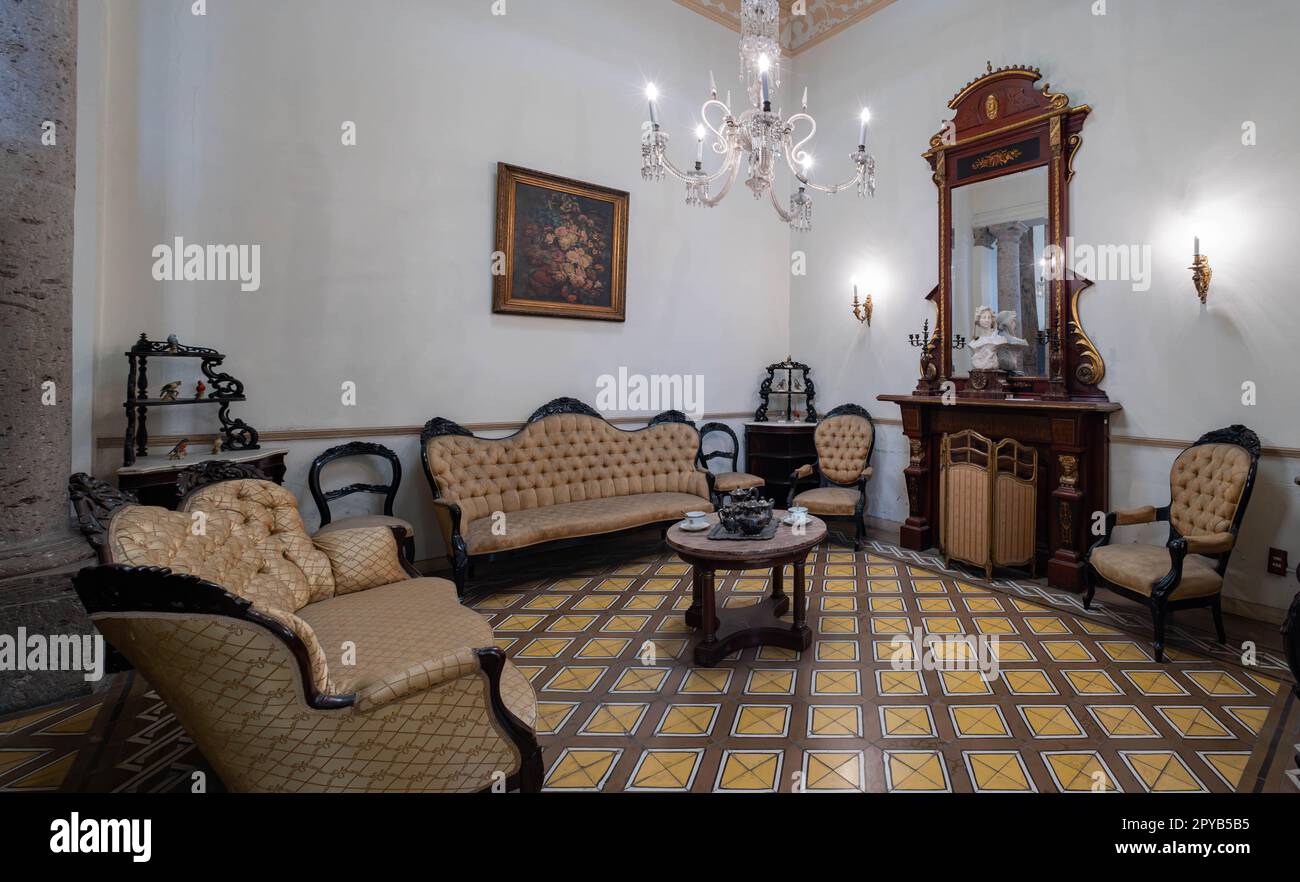 Mexico, APR 25 2023 - Interior view of the Casa Museo Lopez Portillo ...