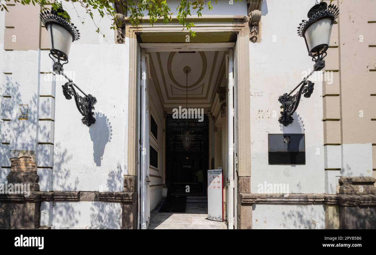 Mexico, APR 25 2023 - Exterior view of the Casa Museo Lopez Portillo ...
