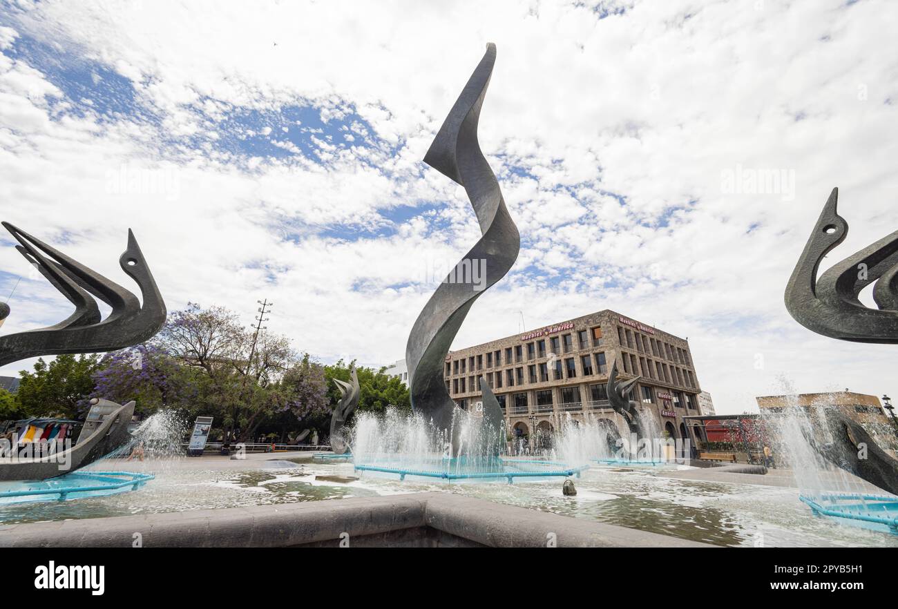 Mexico, APR 26 2023 - Sunny view of the Inmolacion de Quetzalcoatl ...