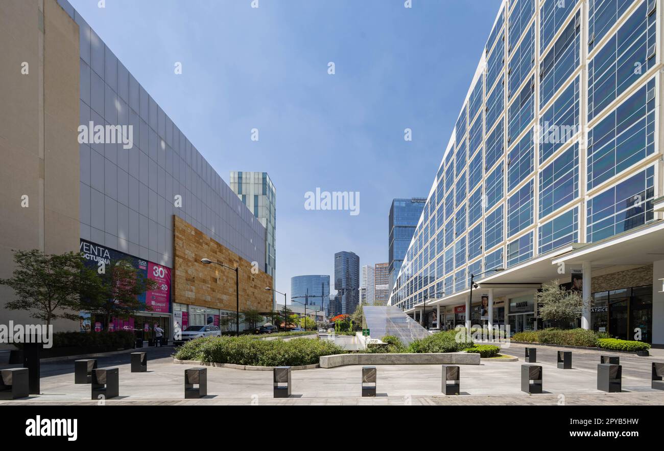 Mexico, APR 27 2023 - Sunny view of the modern building in Andares ...