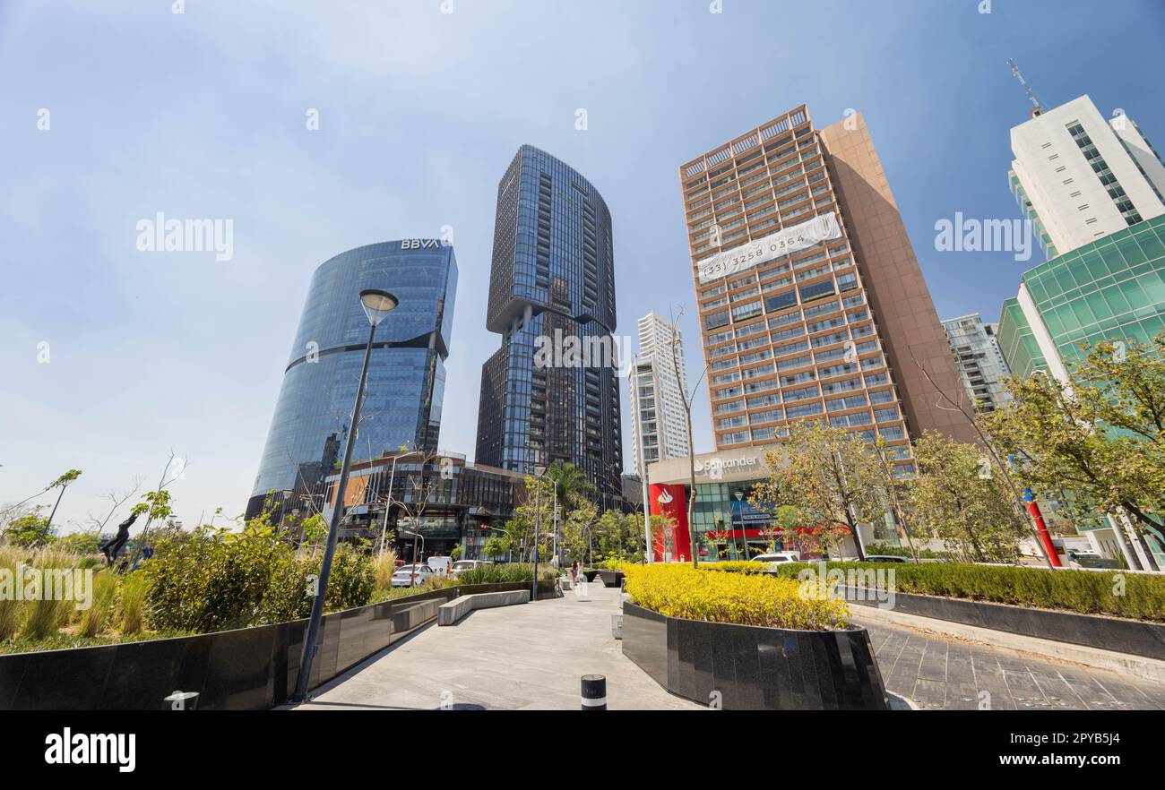 Mexico, APR 27 2023 - Sunny view of the modern building in Andares ...