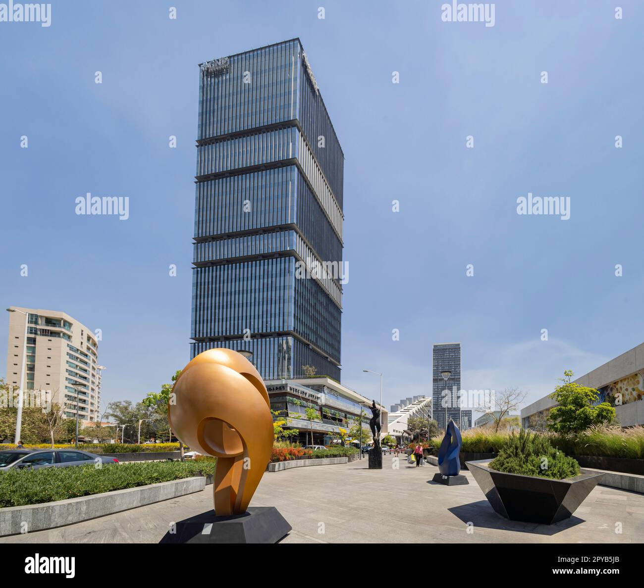 Mexico, APR 27 2023 - Sunny view of the modern building in Andares ...