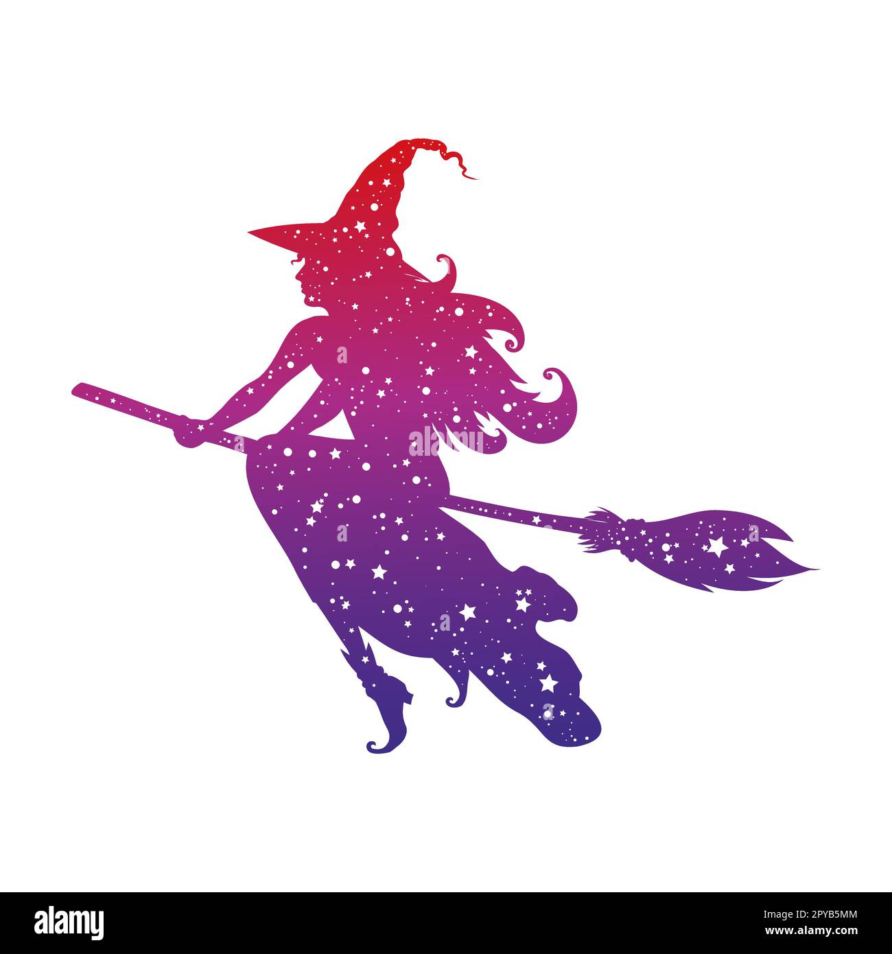Young witch flying on magical broomstick Stock Vector Image & Art - Alamy