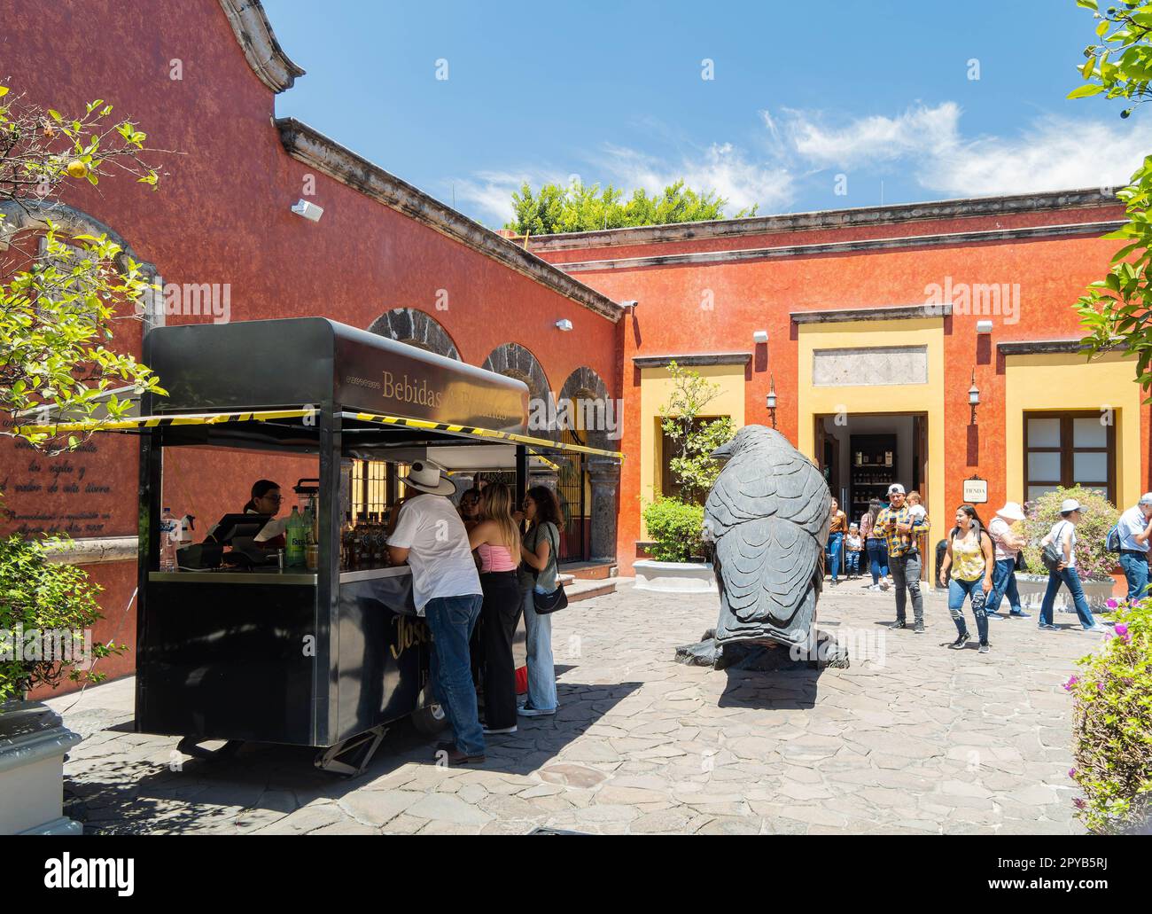 Mexico, APR 23 2023 - Exterior view of the Fabrica la rojena Distillery ...
