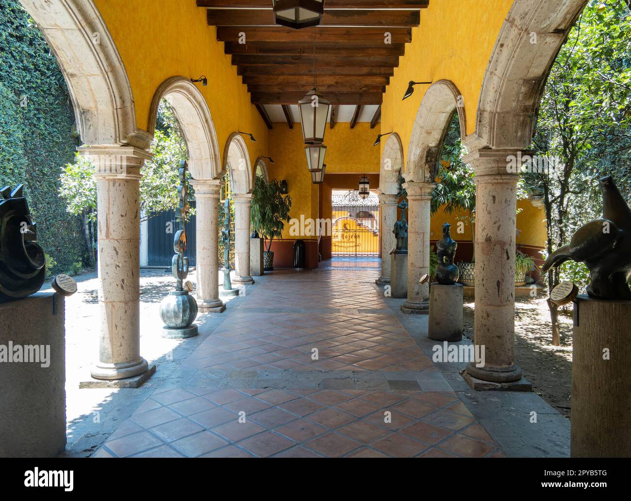Mexico, APR 23 2023 - Exterior view of the Fabrica la rojena Distillery ...