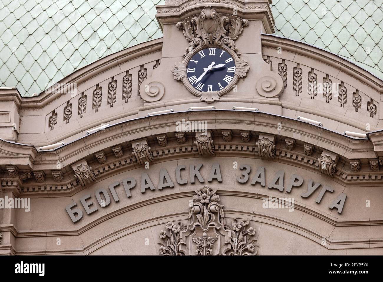 Belgrade, Serbia - April 23, 2023: Public Clock at Old Bank Building ...