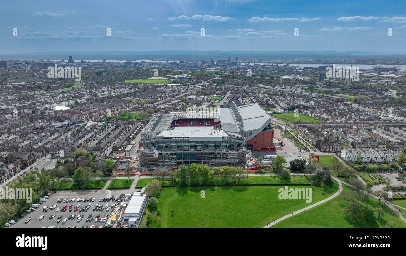 An aerial view of Anfield ahead of the Premier League match Liverpool ...