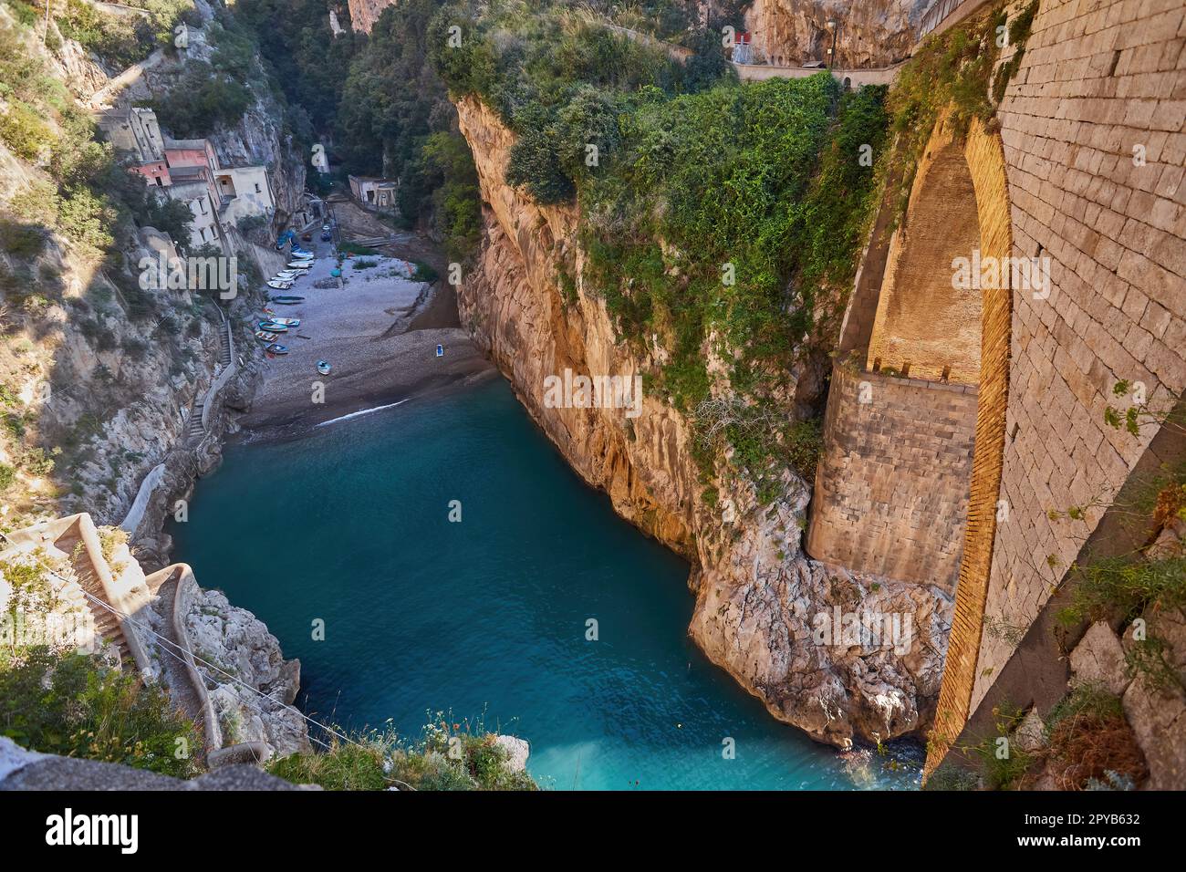 Furore Fjord and bridge, Amalfi Coast, Salerno Italy Stock Photo - Alamy