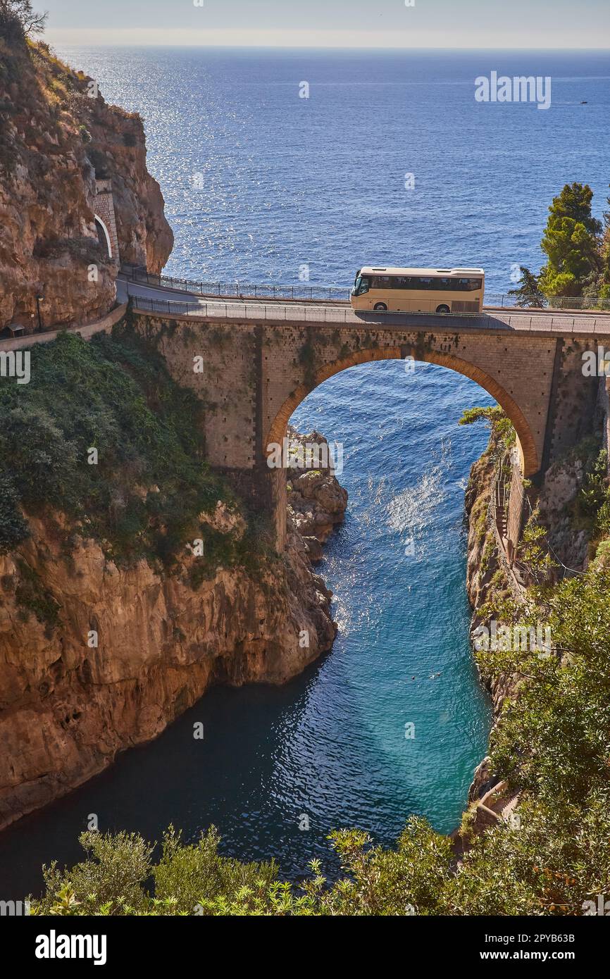 Furore Fjord and bridge, Amalfi Coast, Salerno Italy Stock Photo - Alamy