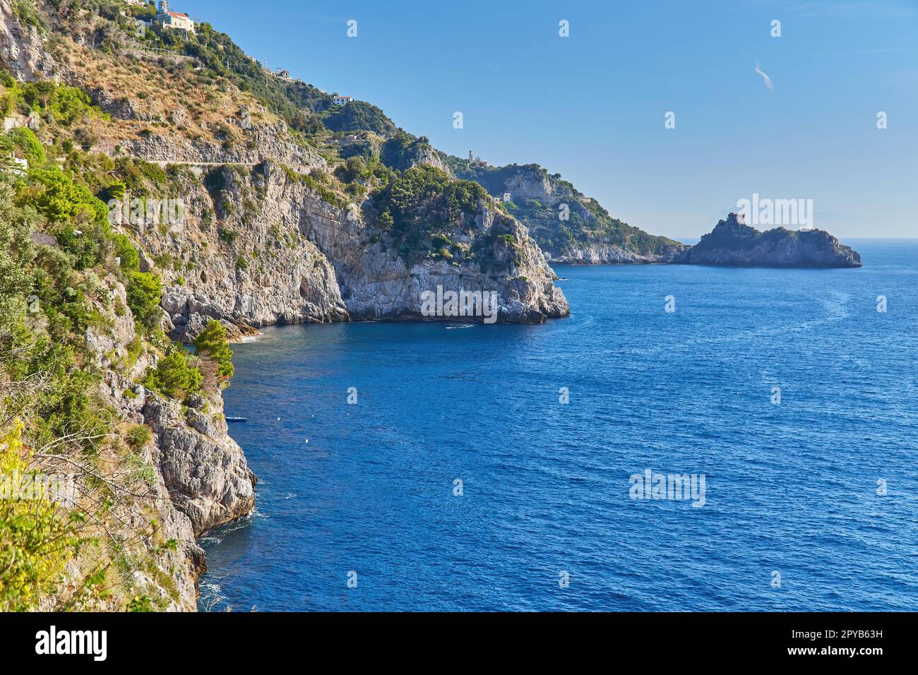 Rocky Cliffs and Mountain Landscape by the Tyrrhenian Sea. Amalfi Coast ...