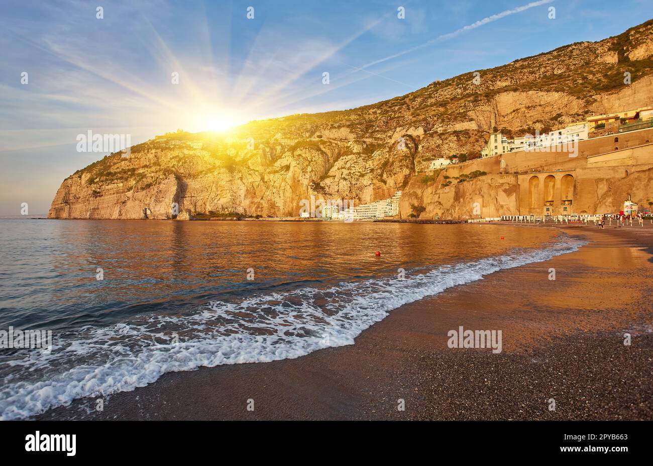 The beaches and the sea of Meta di Sorrento small village near Sorrento ...