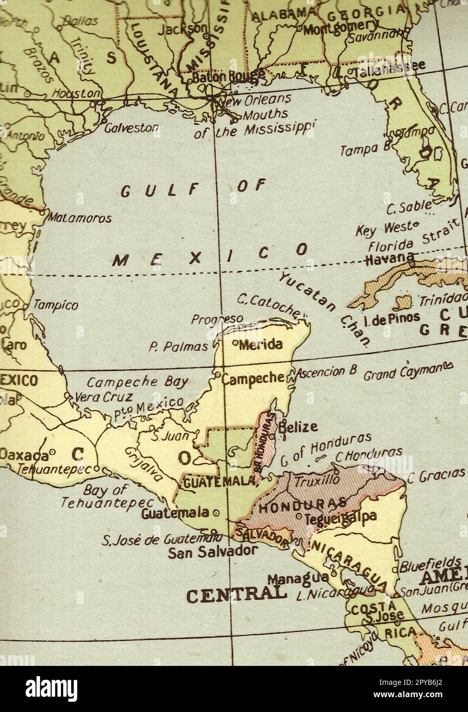 A vintage sepia map of the Gulf of Mexico Stock Photo - Alamy