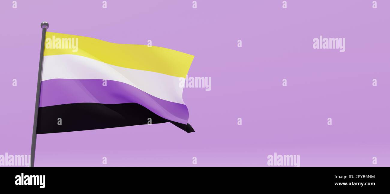 3D rendering, 3D illustration, non-binary pride flag, horizontal banner ...