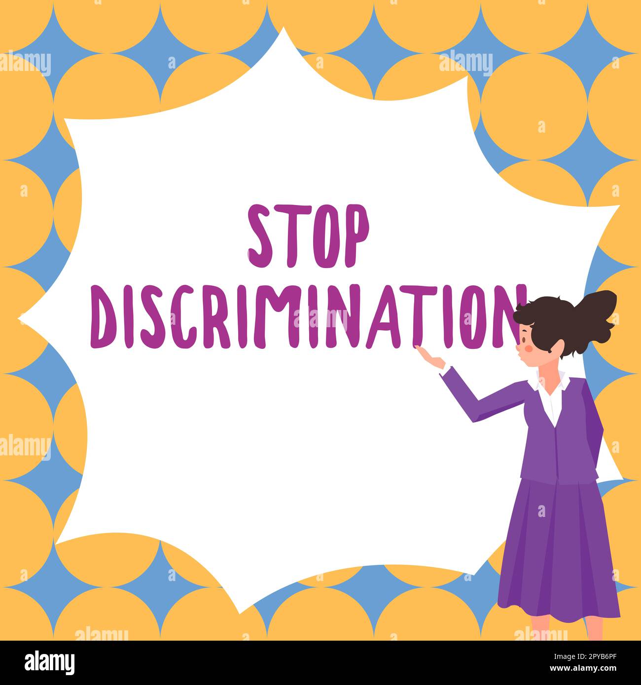 Sign displaying Stop Discrimination. Word Written on Prevent Illegal ...