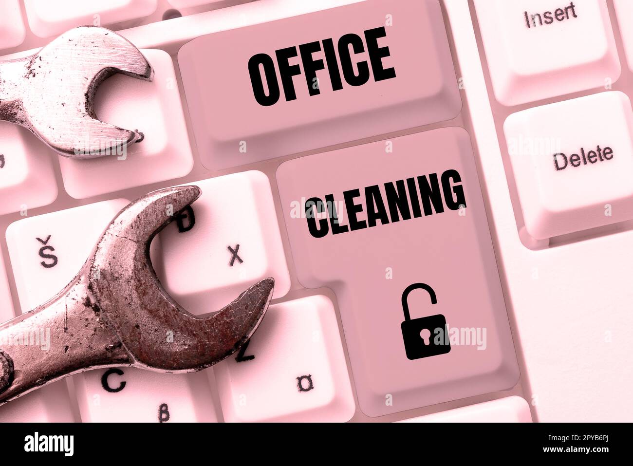 Sign displaying Office Cleaning. Business approach the action or ...