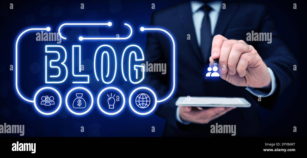 Inspiration showing sign Blog. Business showcase A regularly updated website web page written in ...