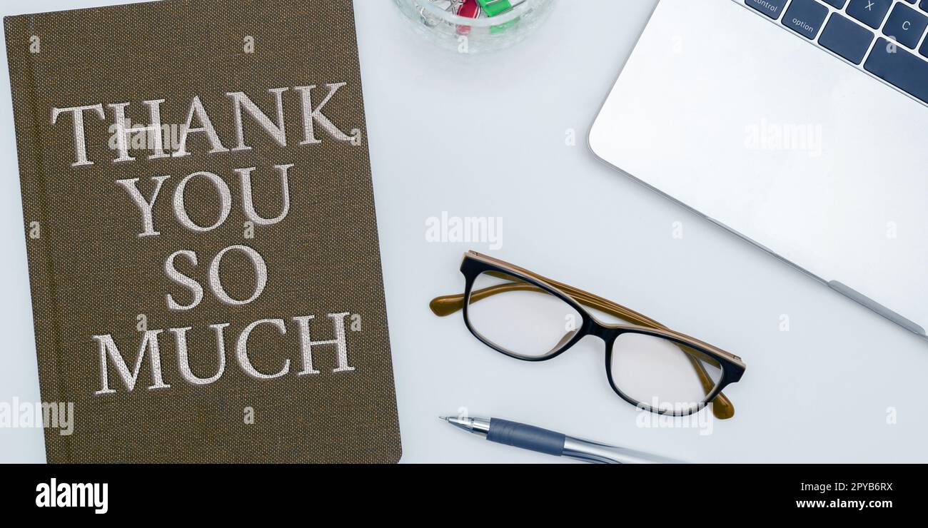 Text sign showing Thank You So Much. Business overview Expression of Gratitude Greetings of ...