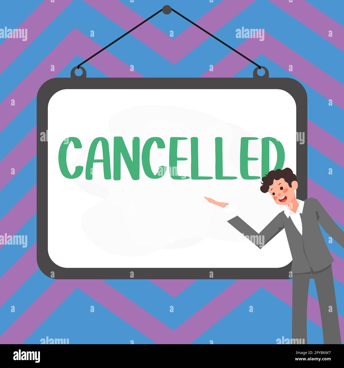 Text sign showing Cancelled. Internet Concept decide or announce that ...