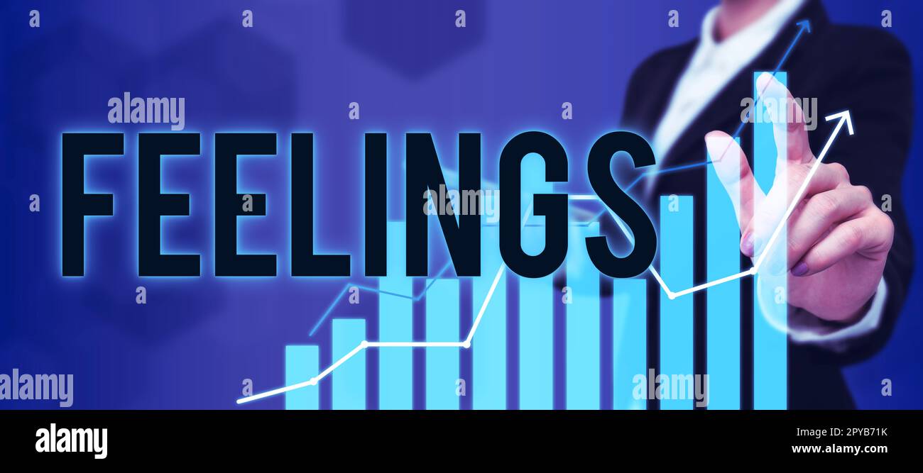 Hand writing sign Feelings. Word Written on causing happy positive ...