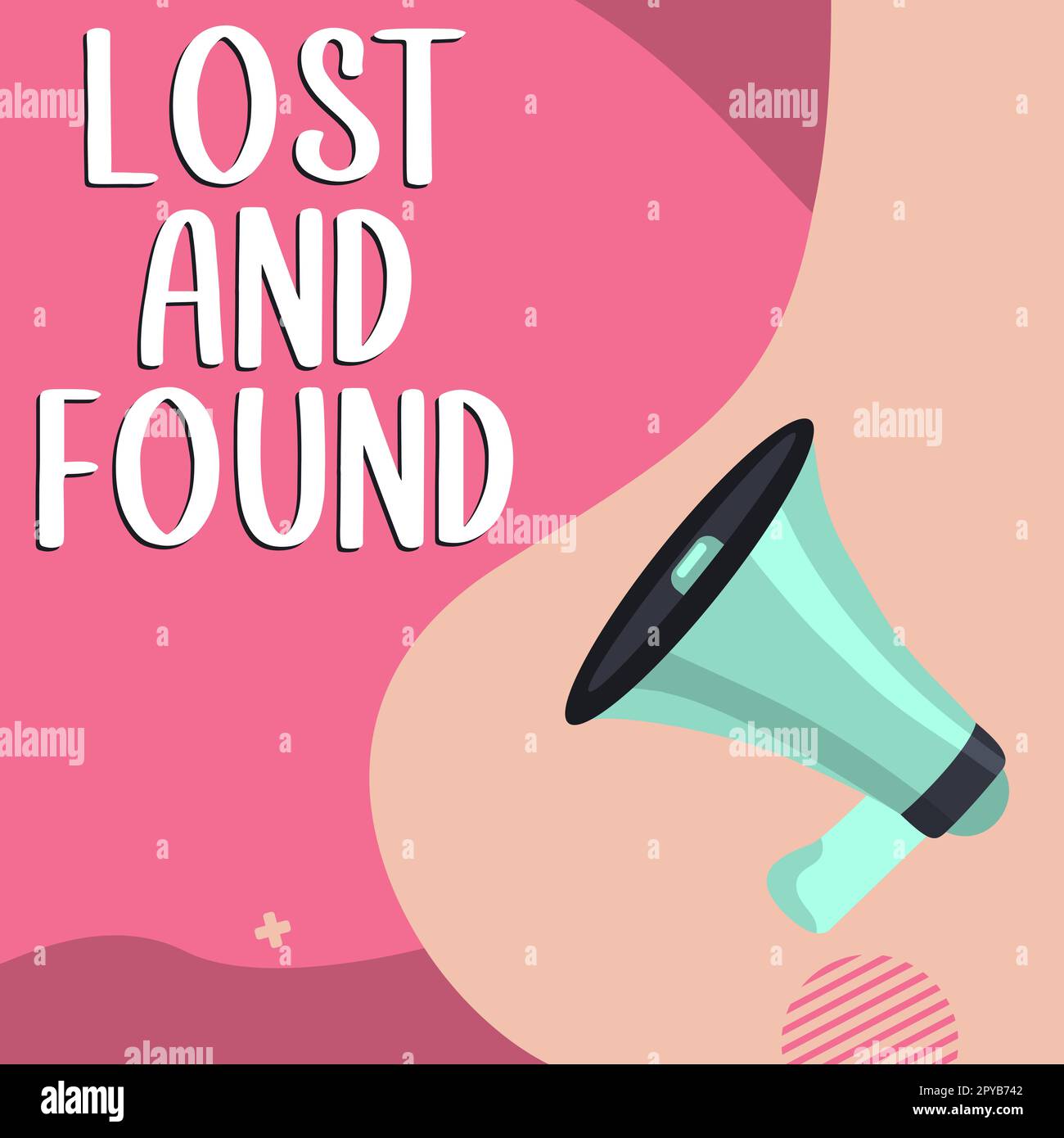 Text sign showing Lost And Found. Word for Place where you can find ...