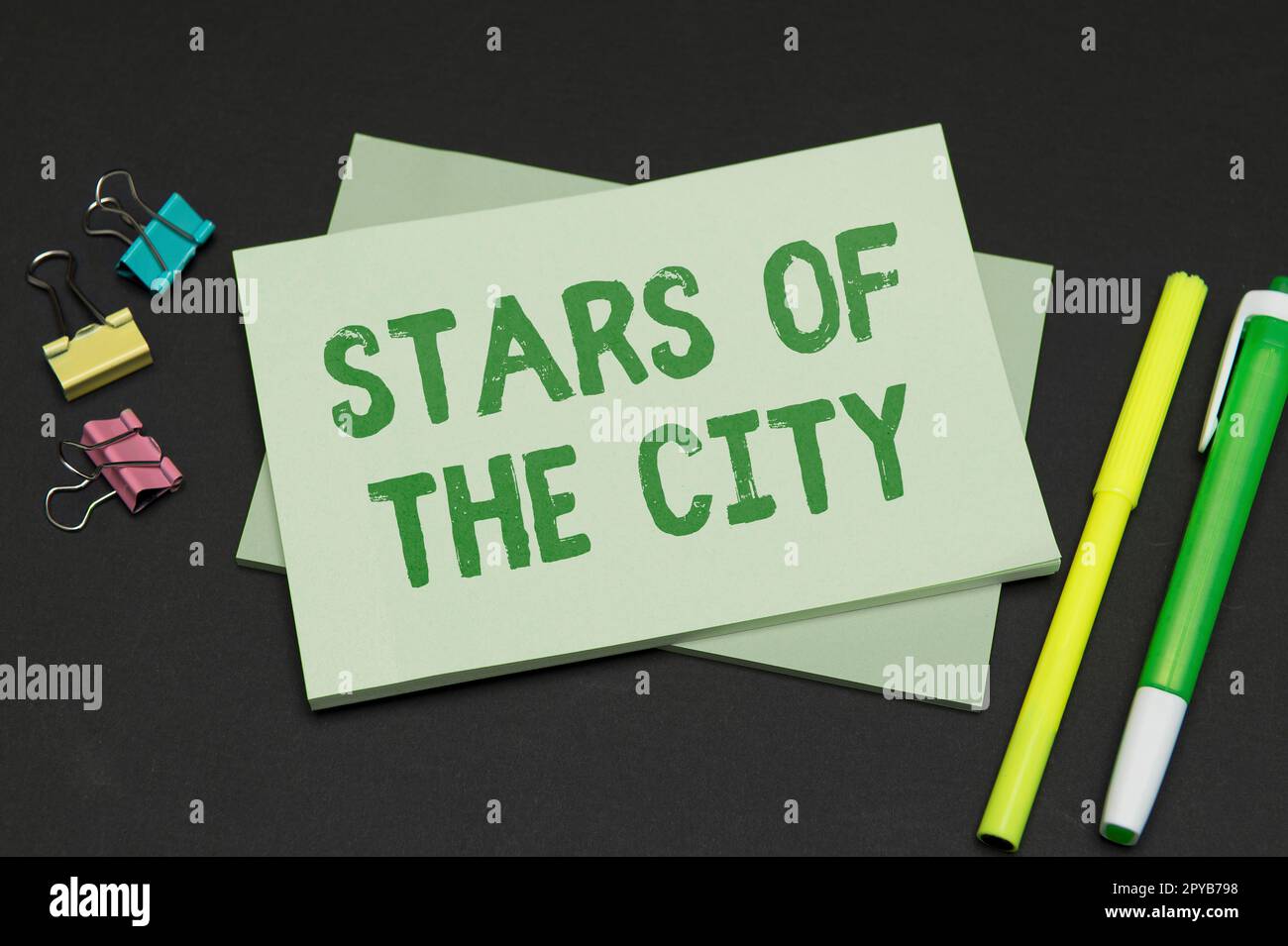 Handwriting text Stars Of The City. Business concept sparkling night ...