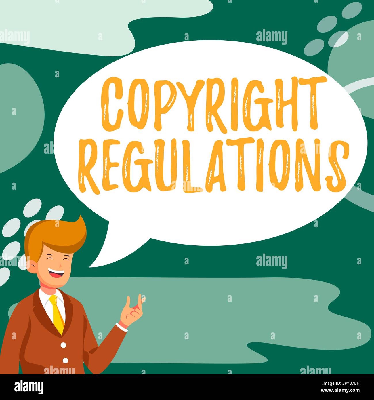 Text caption presenting Copyright Regulations. Word for body of law ...
