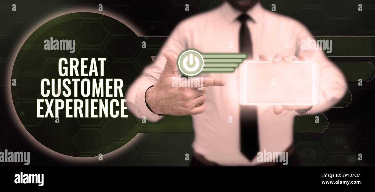 Text sign showing Great Customer Experience. Word Written on responding ...