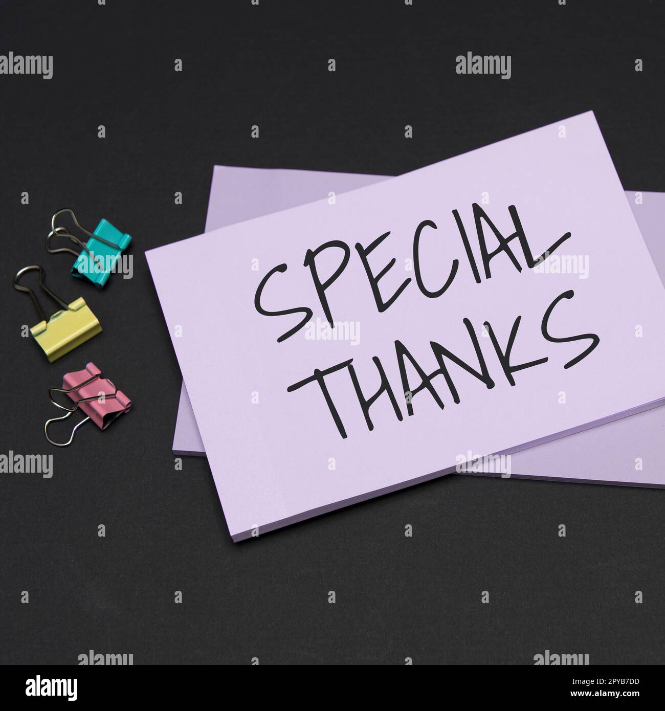 Writing displaying text Special Thanks. Business overview expression of appreciation or ...
