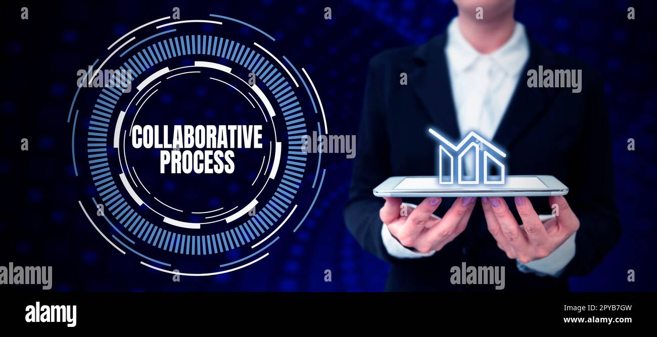 Text caption presenting Collaborative Process. Word for people and ...