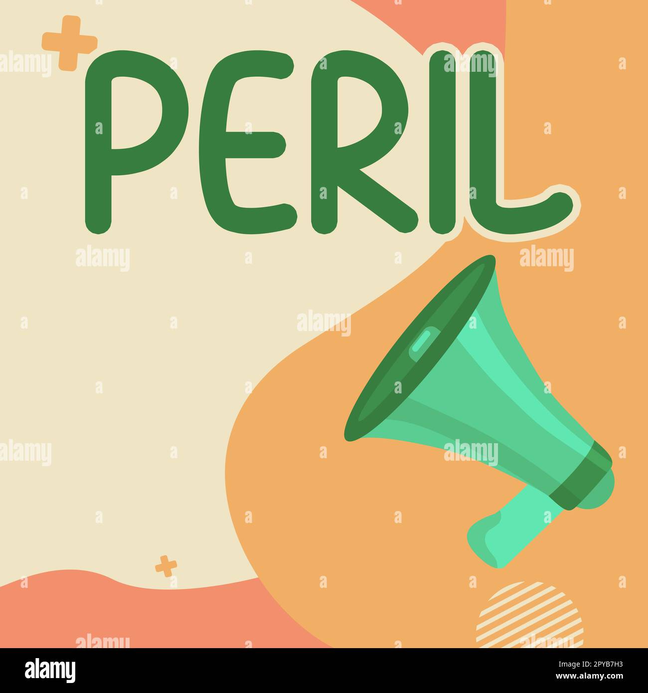 Sign displaying Peril. Word for indicates something extremely difficult ...