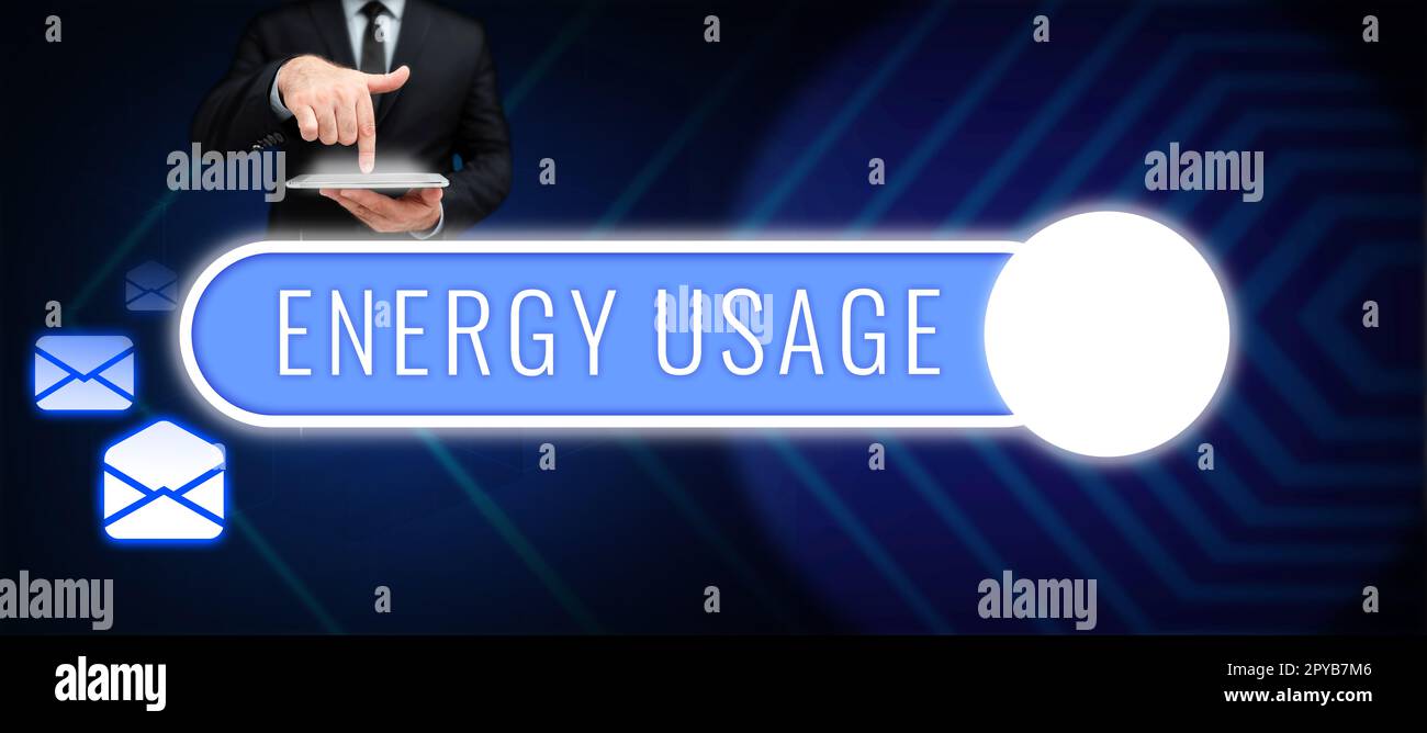 Writing Displaying Text Energy Usage Concept Meaning Amount Of Energy Consumed Or Used In A