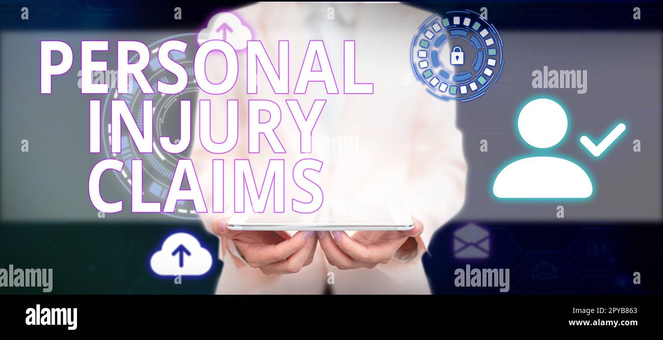Sign displaying Personal Injury Claims. Business overview being hurt or ...
