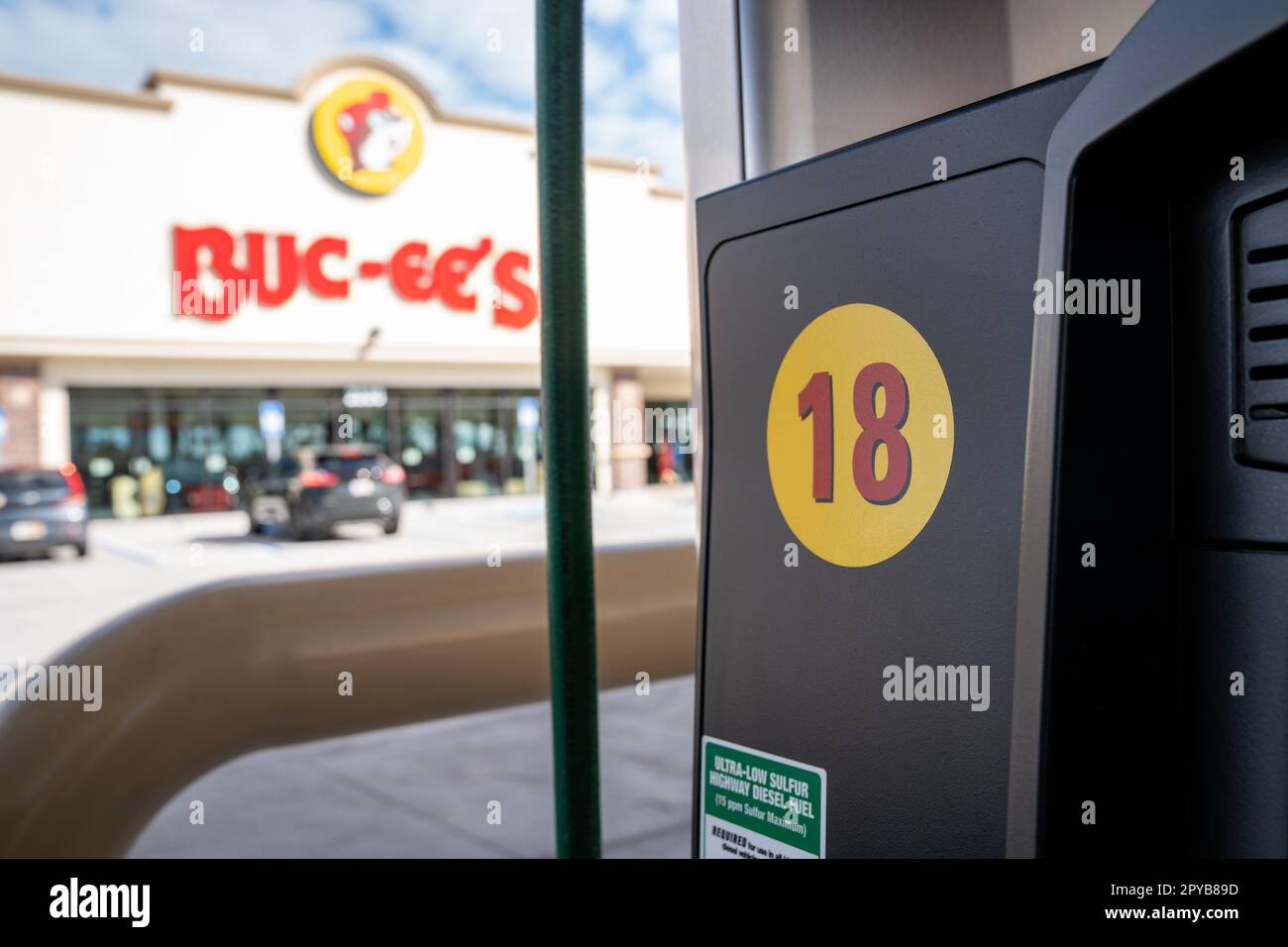 Daytona Beach, Florida - December 29, 2022: Fuel pump outside of a Buc ...