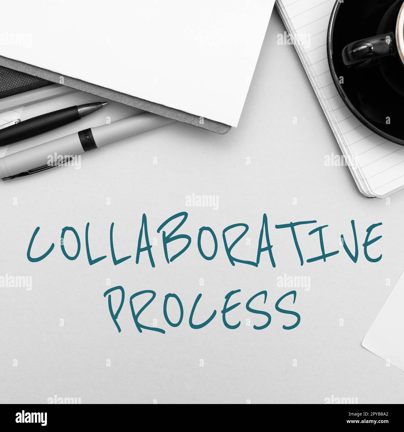 Hand writing sign Collaborative Process. Business idea people and ...