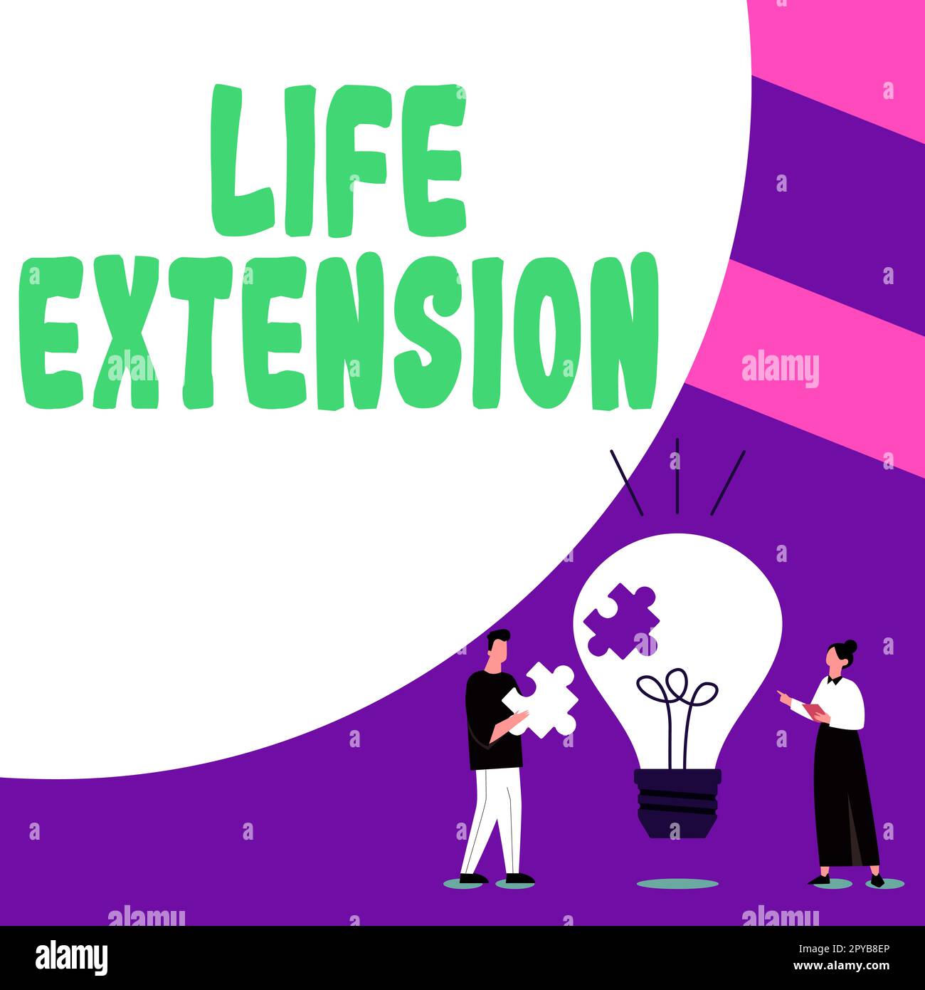 Conceptual caption Life Extension. Business overview able to continue ...