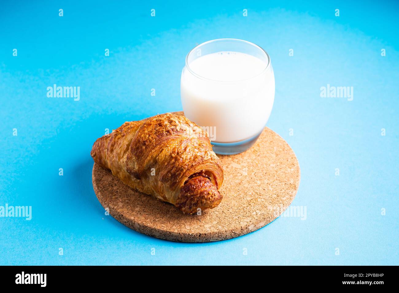 Wheat bread breakfast and milk in morning, croissant, plate Stock Photo ...