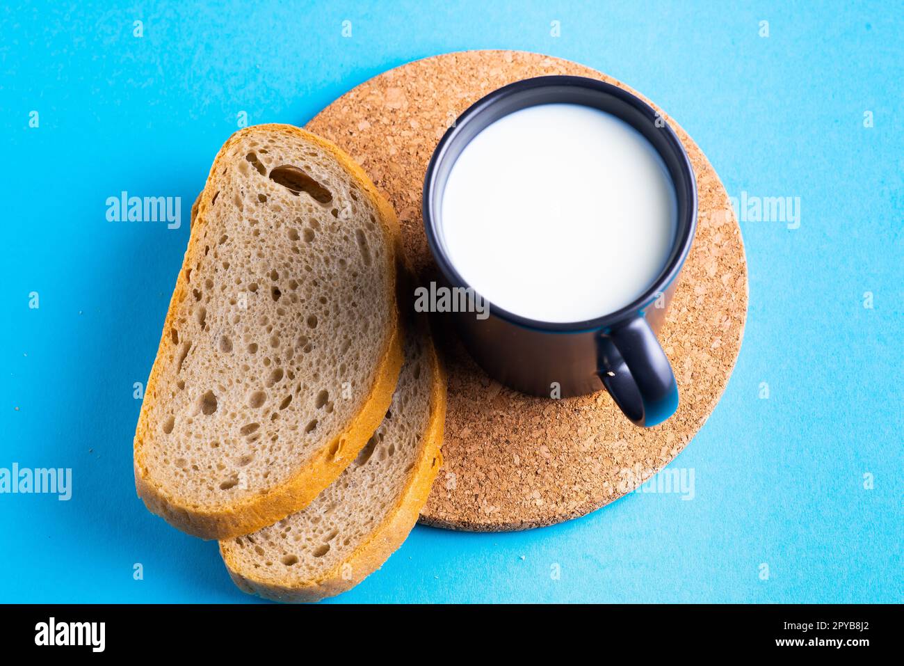 Wheat bread breakfast and milk in morning, croissant, plate Stock Photo ...