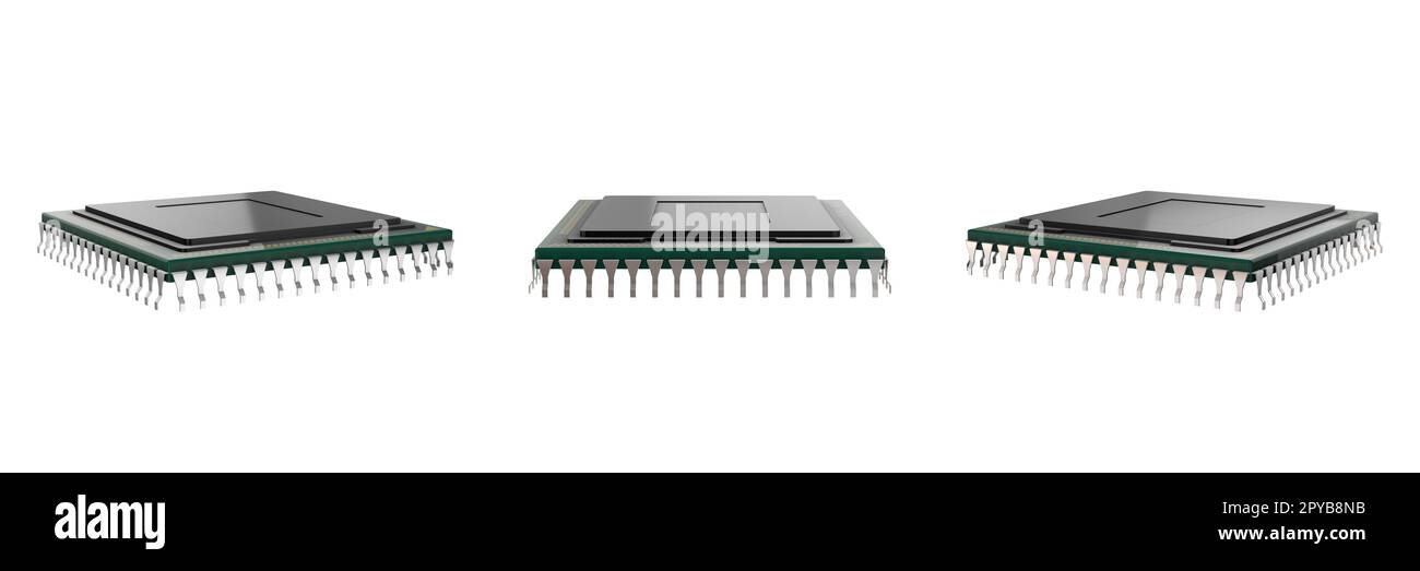computer cpu , left, front and right view (3d render Stock Photo - Alamy