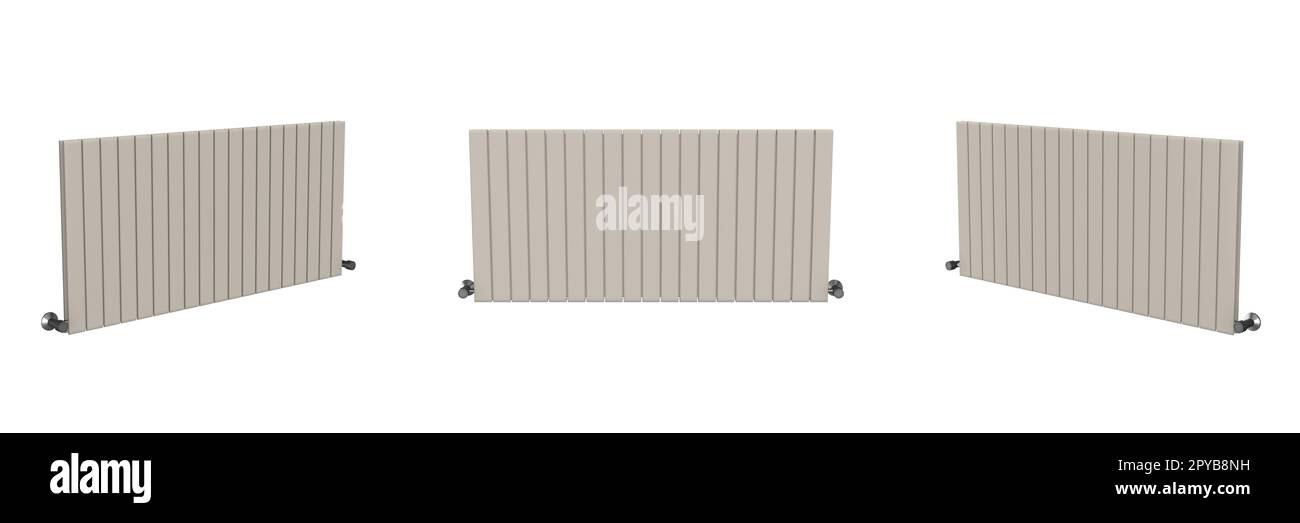 modern radiator, left, front and right view (3d render Stock Photo - Alamy