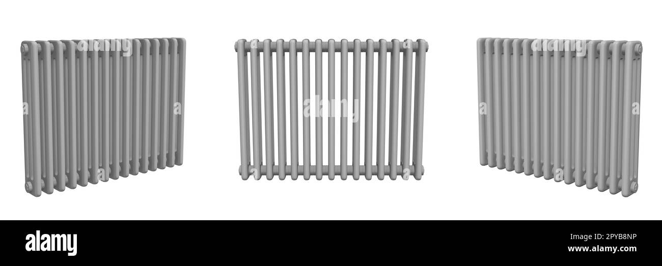 classic radiator, left, front and right view (3d render Stock Photo - Alamy
