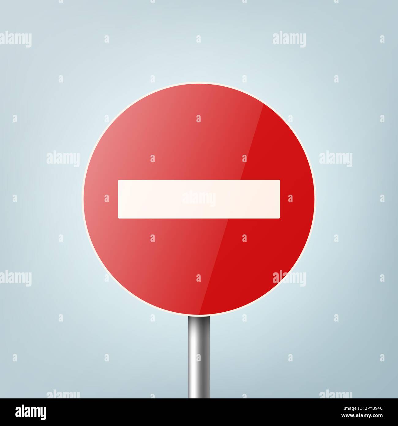 Do Not Enter. Vector White and Red Round Glossy Prohibition Stop Sign ...