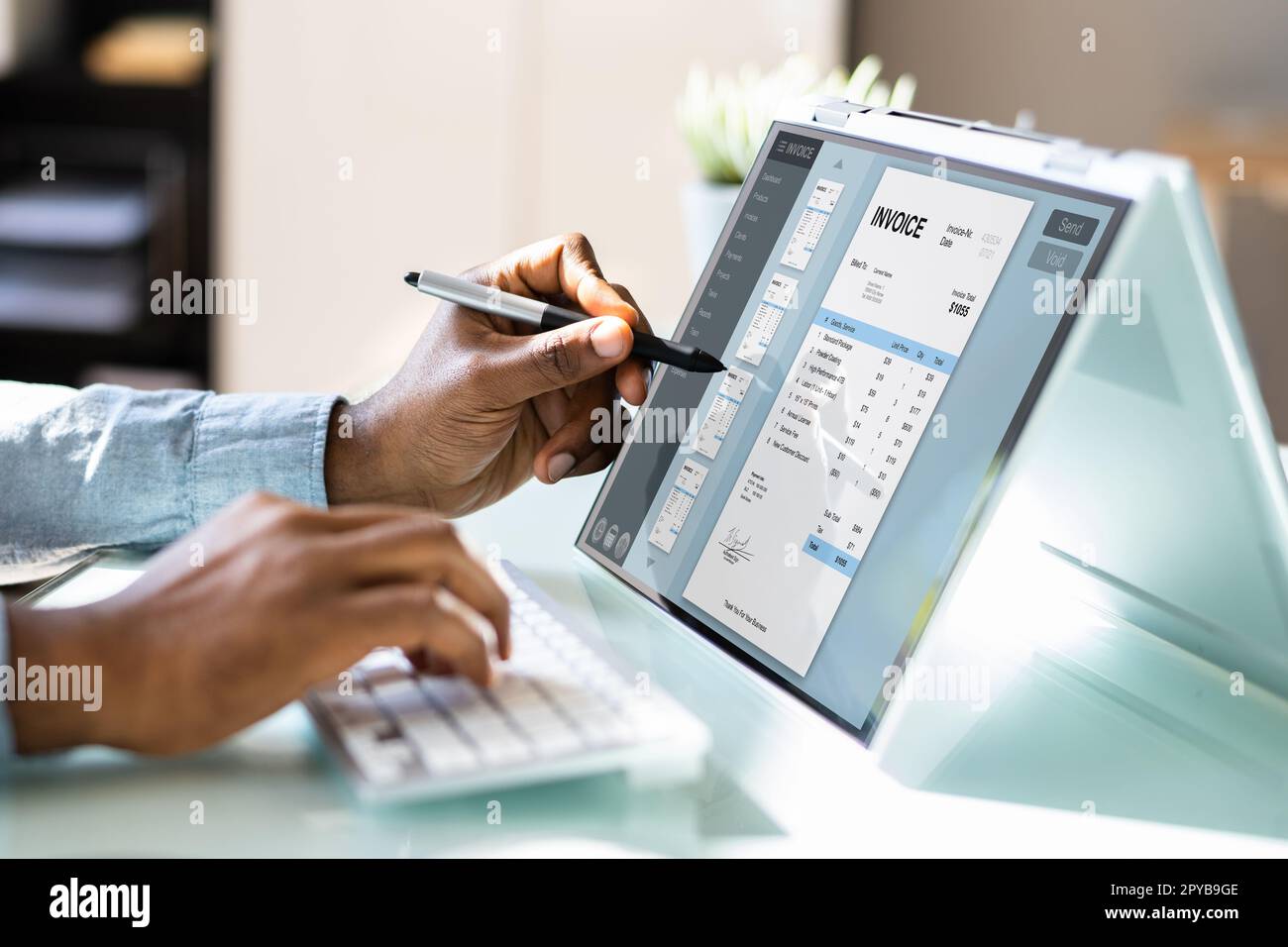 Accountant using electronic bill hi-res stock photography and images ...