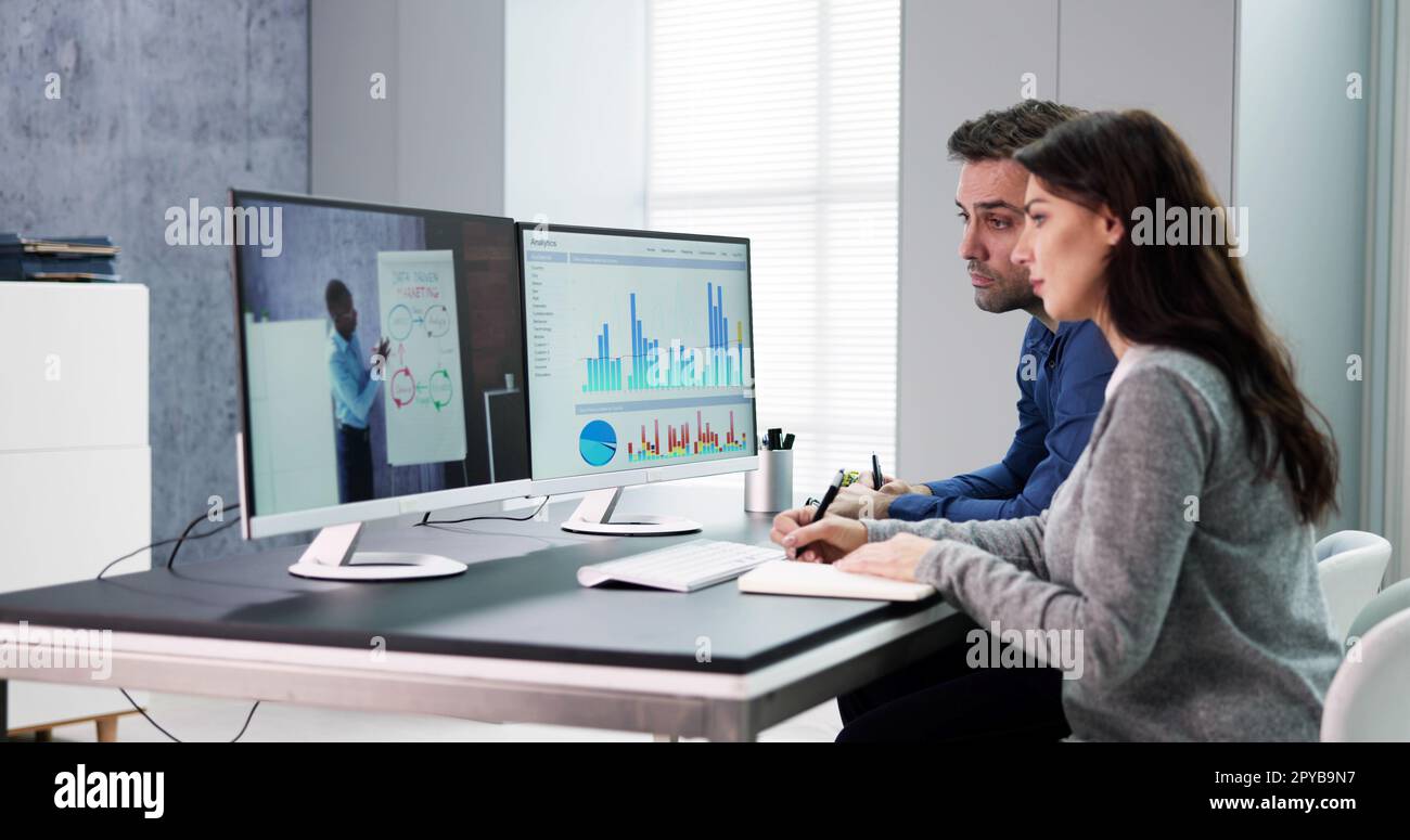 Online Virtual Lecture Or Tutorial Meeting Stock Photo - Alamy