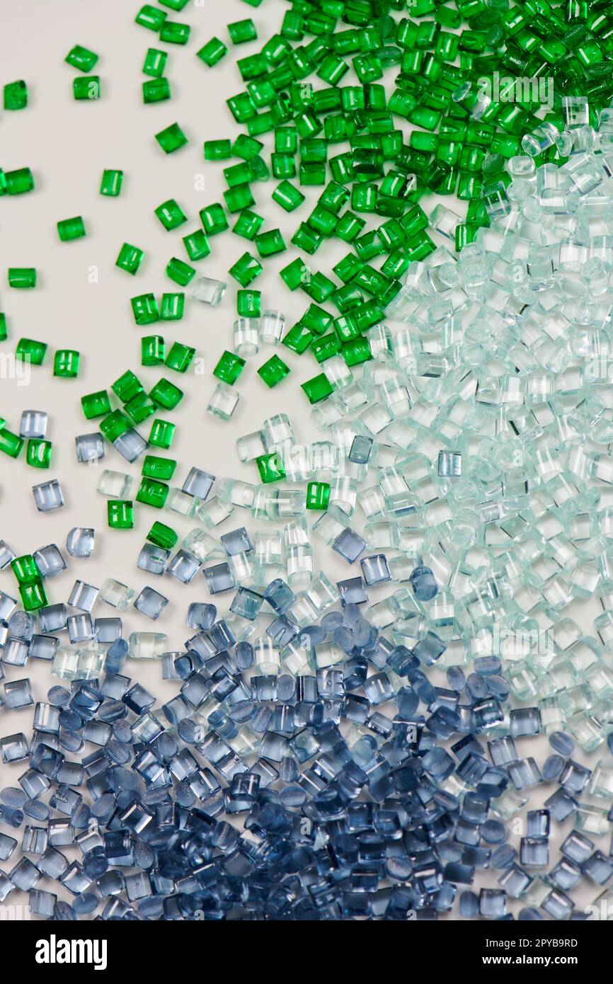 crystal clear and green transparent colored polymer resins in ...